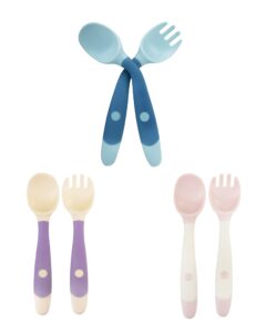 6 pcs silicone baby spoons self feeding 6+ months, baby spoons first stage with bendable handle, cucharas para bebes, infant spoons