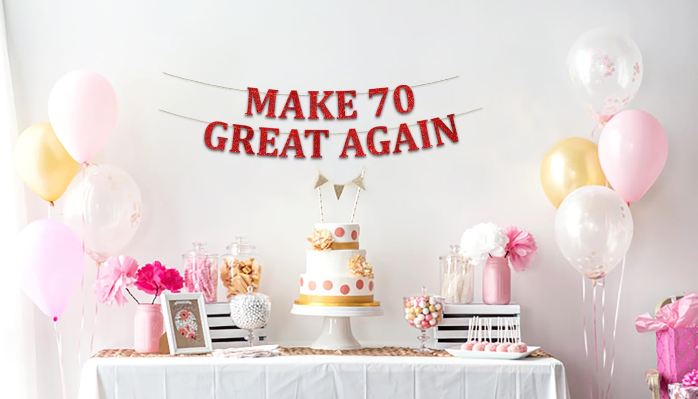 Funny 70th Birthday Party Red Banner - Happy 70th Wedding Anniversary Decorations - Milestone Birthday Party Decorations