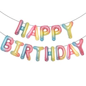 accevo happy birthday balloons banner gradient color 16 inch mylar foil letters balloons happy birthday sign for kids, child, adults, boys & girls happy birthday decorations birthday banner