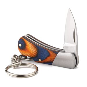 geniya folding pocket knife, small keychain knife, compact edc knife with color-wood handle（blade length 1.2 inches）