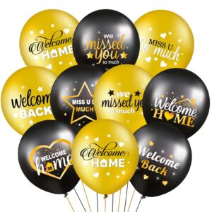 45 pcs welcome home balloon decoration 12 inch we missed you so much balloon black and gold balloons for family gathering housewarming reunion army theme deployment return home family party