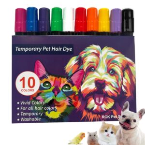 rck hawaii 10 pcs temporary pet hair dye, non toxic color paint pens, dog hair dye, pet safe hair dye,washable pet fur paint, pet safe marking markers for cattle,horses