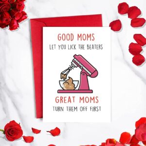 Funny Mother’s Day Card for Wife, First Birthday Card for Mom, Unique Mothers Day Cards Gifts for Women, Cute Mother Birthday Card from Daughter Son