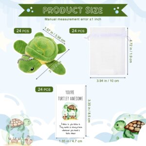 Honoson 24 Set Stuffed Turtle Employee Appreciation Gifts Students Teacher Nurse Inspirational Gift Thank You Gift Mini Plush Sea Turtle Animal Pun Thank You Note Cards for Coworkers Pocket Favors