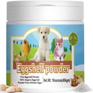 eggshell powder calcium supplement for dogs and cats(16 oz), great for osteoporosis & labor whelping, safe alternative to bone meal powder, improves bones, nourishes joints, supports healthy teeth