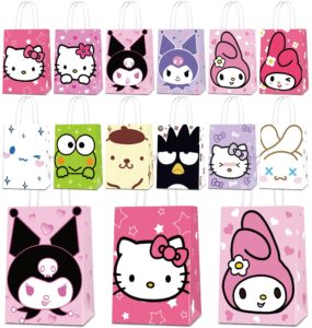 24 pcs kitty party gift bags party supplies/cartoon candy bags, tote bags, gift bags for kids paper favor packs adults birthday party decora- 12 pattern