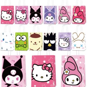 24 Pcs Kitty Party Gift Bags Party Supplies/Cartoon Candy Bags, Tote Bags, Gift Bags for Kids Paper Favor Packs Adults Birthday Party Decora- 12 Pattern