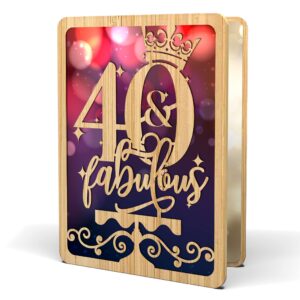 40th birthday cards for women - | made from real bamboo | 6" x 4.5" - 1 pack (envelope included) | laser cut, party themed 40th birthday card for wife, mom, aunt, sister, friend, her etc.