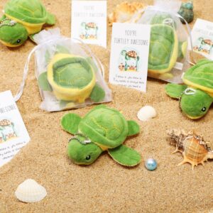 Honoson 24 Set Stuffed Turtle Employee Appreciation Gifts Students Teacher Nurse Inspirational Gift Thank You Gift Mini Plush Sea Turtle Animal Pun Thank You Note Cards for Coworkers Pocket Favors