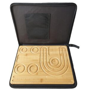 svartur combi bamboo beading board with zipper storage case, imperial measurements marked wood bead design board for bracelet, necklace, bead mat for jewelry making tray, 15.35 * 11.42 * 0.39"