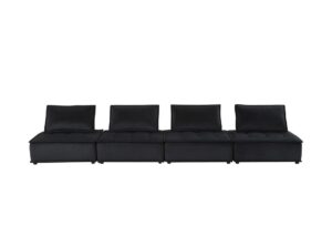 lilola home anna black velvet 4-seater modular sofa