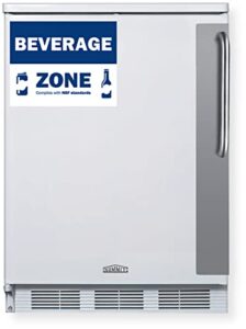 summit appliance ff6w7bzlhd commercial 24" wide all-refrigerator; for use in bars, restaurants, and other commercial environments; 5.5 cu.ft capacity; automatic defrost; left hand door swing