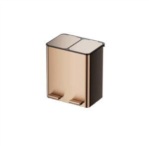 trash can 18l/24lhousehold stainless steel trash can large classified trash can kitchen living room office double trash wastepaper basket trash can wastebasket (color : gold, size : 18l)