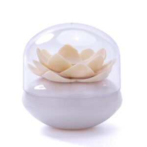 cotton swab holder with lid,lotus shaped cotton swab box,toothpicks storage box holder,cotton ball holder,flower bathroom decor table decorate (beige)