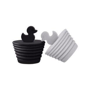 bathtub stopper 2 pcs universal tub stopper kitchen silicone bath plug cute bathtub drain stopper plug for bathroom sink and bathtub replacement parts black&grey (patented design)