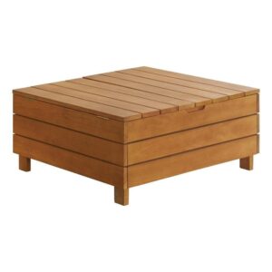 outdoor coffee table - weather-resistant eucalyptus wood patio furniture table with lift top storage compartment (brown)