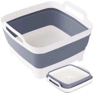 detsuk collapsible dish tub 9l-collapsible basin bucket portable sink-outdoor multiuse foldable sink tub wash dish basin for kitchen sink rv camping