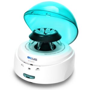 onilab's scientific mini centrifuge 5000rpm, 1360 x g rcf, lab benchtop centrifuge with 2 rotors for 8 x 0.2/0.5/1.5/2.0ml and 0.2ml×32 pcr strips, low noise≤45db, 100-240v,green lid