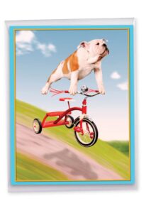 nobleworks big humorous birthday greeting card from us 8.5 x 11 inch with envelope (1 pack) big, jumbo bday dog on trike j3204bdg-us