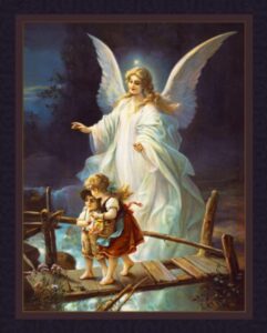 guardian angel panel cotton fabric