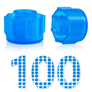 creahub 100 pcs syringe tip caps, syringe cap luer connector caps for luer-lock syringes and luer-slip syringes, non-sterile (blue)