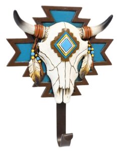 the bridge collection southwestern bull steer skull hanging wall key hook- western keys hanger