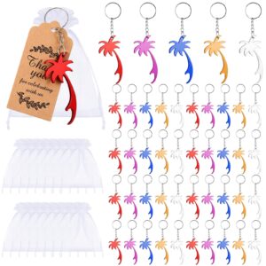 sureio hawaiian party favors including palm tree bottle opener keychains organza bags thank you tags summer beach party favors luau party favors for guests gifts baby shower decorations (24)