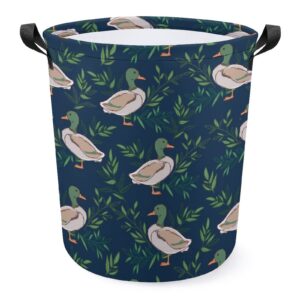 kiuloam cute farm animal mallard duck laundry baskets, large storage basket collapsible organizer bin laundry hamper for nursery clothes toys