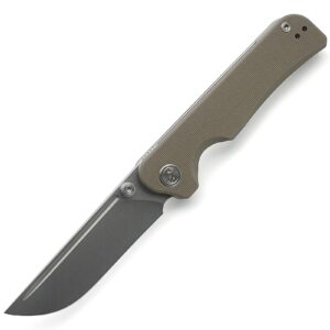 miguron knives m pagos front flipper folding knife 3.16" stonewash 14c28n blade tan g10 handle camping hiking pocket knife mgr-807stn