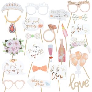 wedding bridal shower photo booth props, 23 pieces rose gold bachelorette party decorations photo booth for bridal shower girls night out hen party gift accessories wedding favor supplies