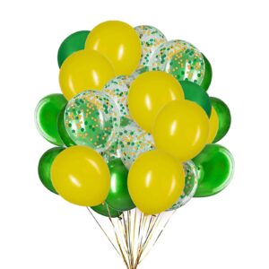 yellow green balloons, yellow and green confetti latex balloon for party decorations,12 inch,pack of 50