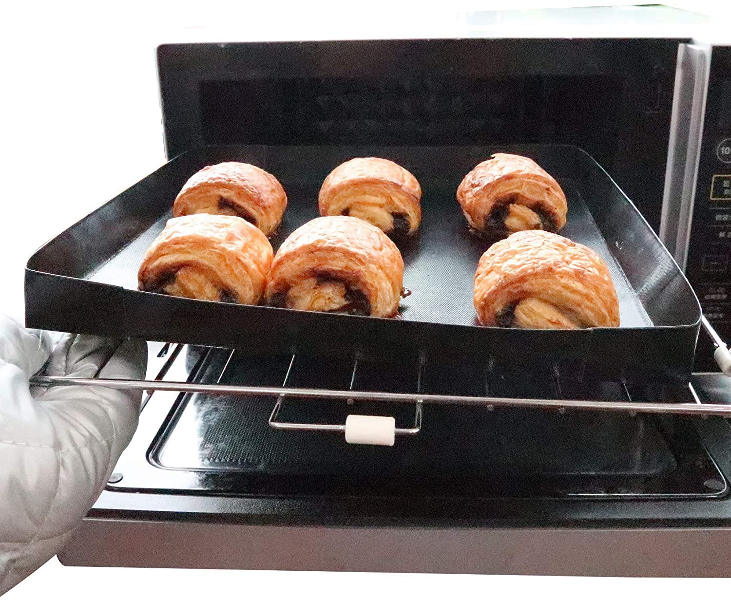 Firsmat Solid PTFE Cooking Basket For Speed Ovens,Quick Oven Basket Tray For Chips Chicken Wings Sub Roll Bread Heating Non Stick PTFE BBQ Tray