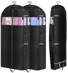 misslo 10" gusseted garment bags for hanging clothes compression 43" suit bags for closet storage space saver clothes bags for travel suit cover bags, 3 packs