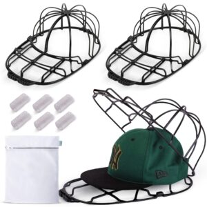 mandarella home 3 pack with clips & laundry bag, hat washing cage, baseball hat washer for washing machine and dishwasher, baseball cap washer, hat washer cage fits adult teen & kid hats