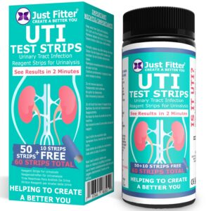 uti urine test strips. urinary tract infection strip. simple, fast and accurate results. urinalysis home testing stick kit for nitrite and leukocytes.