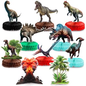 10 pcs dinosaur centerpieces for birthday party 3d dino honeycomb table decorations safari jungle animal theme baby shower table paper topper stand decor for boys girls kids