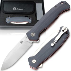 holtzman's gorilla survival 'wild trail' folding knife featuring d2 steel blade with g10 tactical handle in gift box set (silver+red)