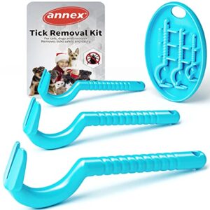 tick remover tool for dogs, cats, and humans - painlessly remove ticks in seconds - set of 3 tick hooks, including storage box