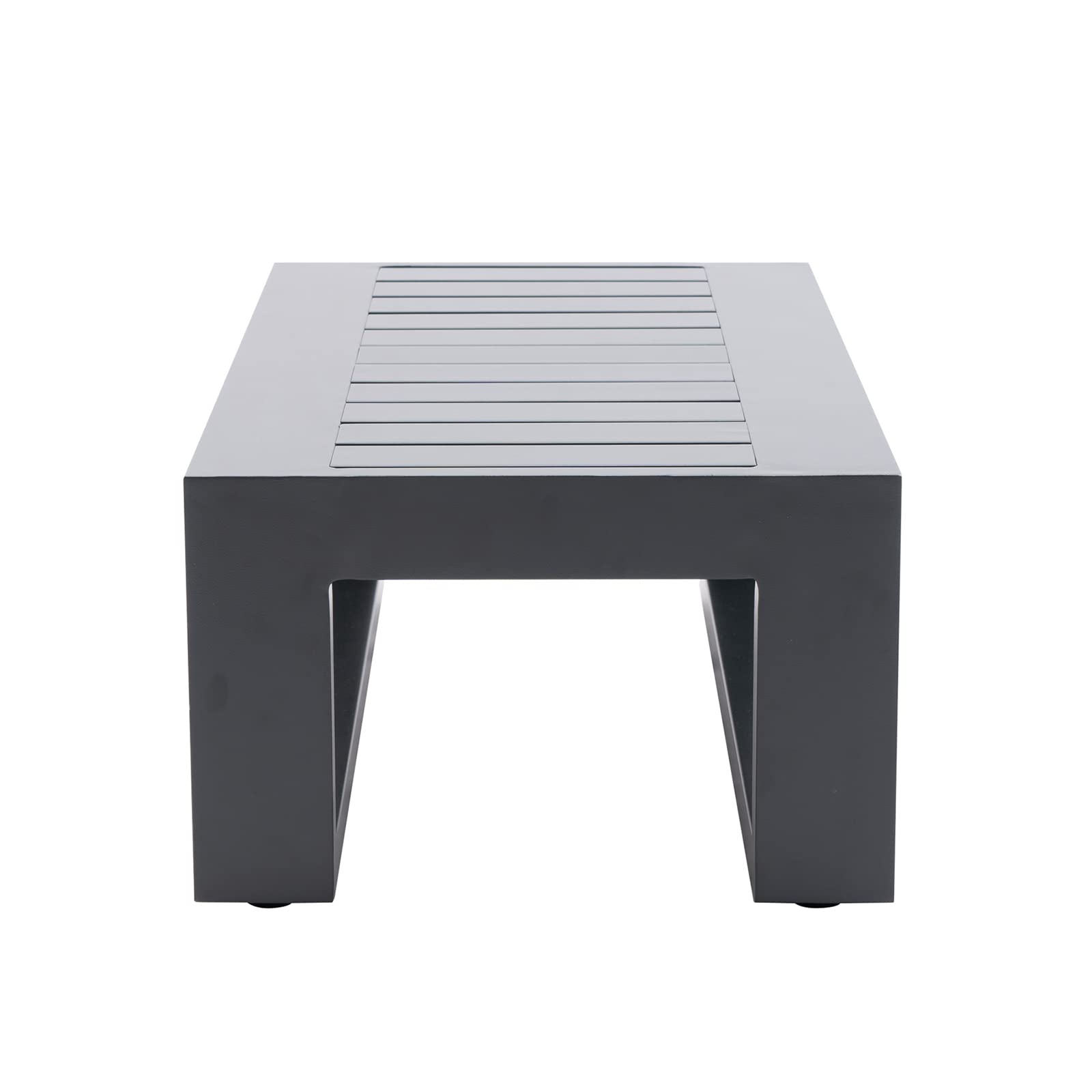 LebenLiebe Patio Side Table Aluminum Outdoor End Tables for Outside Small Rectangle Coffee Table Patio Furniture for Garden Backyard, Grey Frame