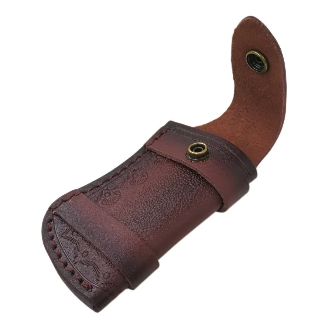 Jamal New Hand Made Carved Cow Leather Sheath for Folding Knife Cover Pouch Belt Clip Made of Leather and Brass