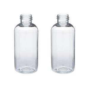 oak & sage 2 boston round pet plastic bottles - 4oz - clear - recyclable - 24/410 neck closure - 2 total