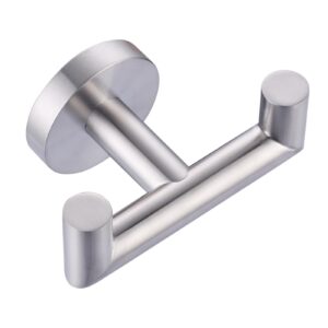 aleasha brushed nickel double towel hook shower towel hook stainless steel, heavy duty towel hook for bathroom, wall mount robe hook