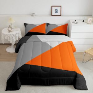 orange and gray comforter set queen patchwork geometric triangle bedding set orange black light grey down comforter for kids adults modern simple abstract geometry quilt duvet insert 2 pillow cases