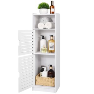 nokamw white floor standing waterproof bathroom cabinets,storage accessories cabinet for bathroom,furniture for bathroom bedroom hallway,storage cupboard unit with daily use layer 29x7.9x9.5inch