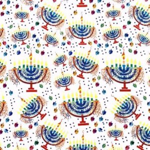 jewish fabric - hanukkah fabric - ribbon menorah/sold in 1/2 yd increments/multiple yards available