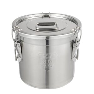 dynami 304 stainless steel airtight canister, 3.2gal canisters container with lids and sturdy locking clamp,bucket food storage containers airtight for rice, flour, grain, coffee bean(12l)