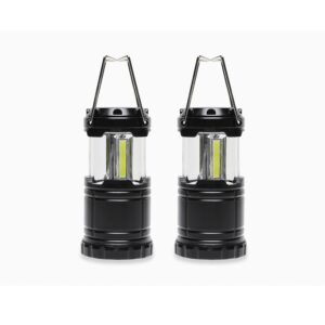 lunabode led battery powered camping lantern ( 2 pack )- portable cob hanging lamp lights | waterproof collapsible lantern flashlight for tent lights, power outages, hurricane emergency, hiking