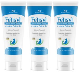 felisyl l-lysine gel for cats - immune system support - supplement support for healthy tissue, respiratory, and vision - salmon-flavored - made in the usa - 15 oz