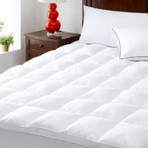 california king mattress pad thick mattress topper pillow top mattress pad cover quilted fitted mattress protector cotton bed topper with 8-21 inch deep pocket, white (72 * 84 inches)