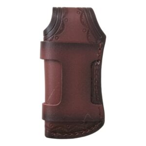 Jamal New Hand Made Carved Cow Leather Sheath for Folding Knife Cover Pouch Belt Clip Made of Leather and Brass